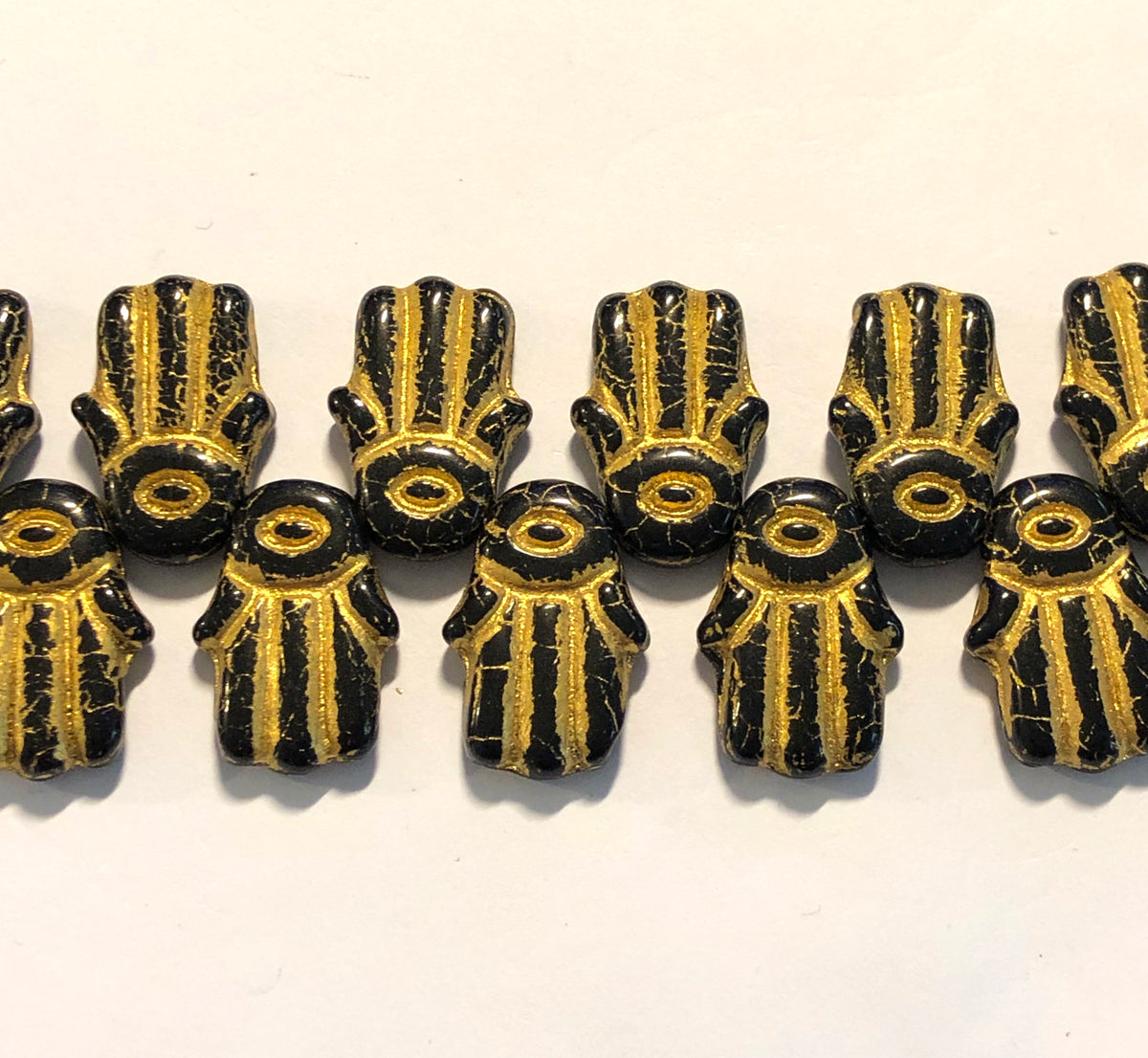 Hamsa Hand, Jet w/ Gold Wash, – Beads To Live By